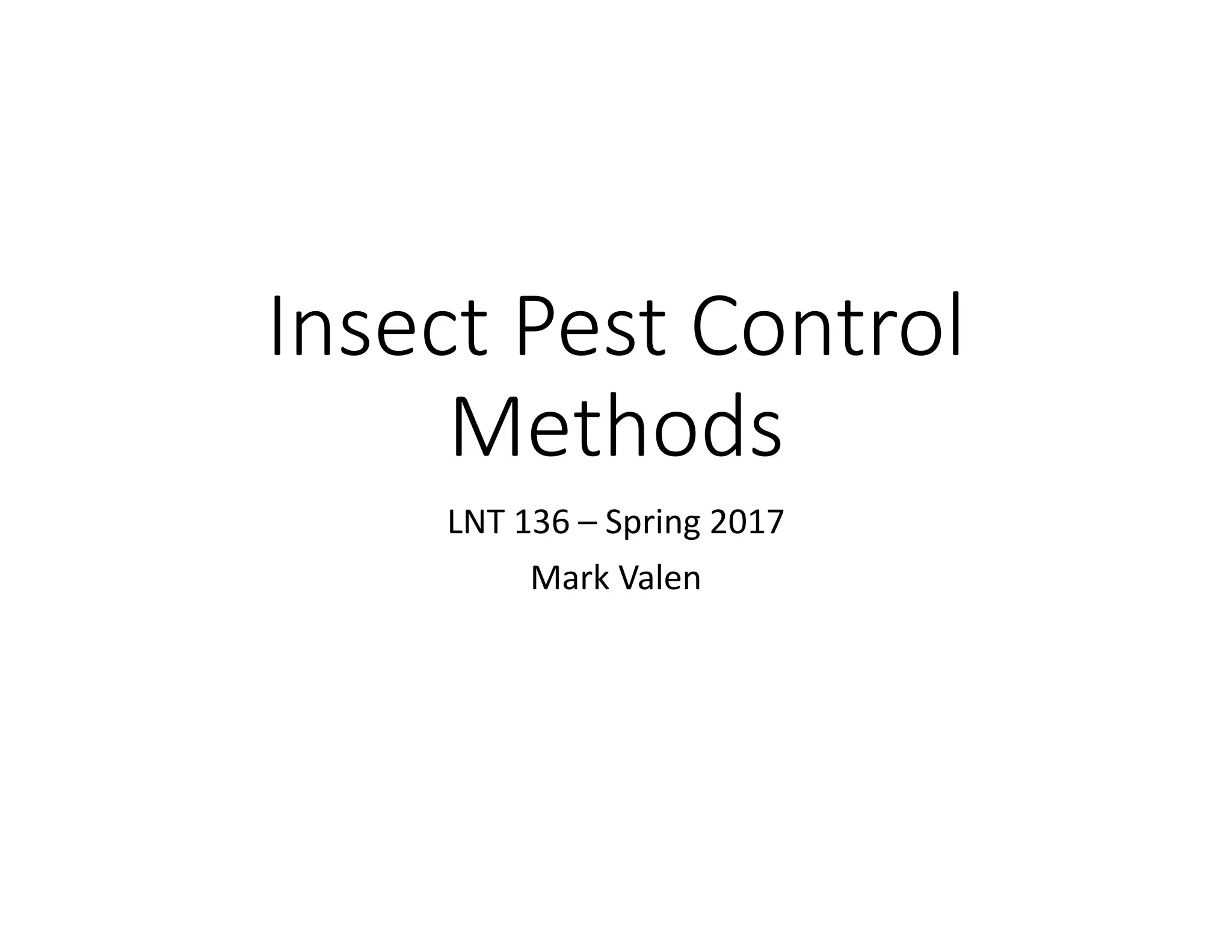 Insect Pest Control Methods | PDF