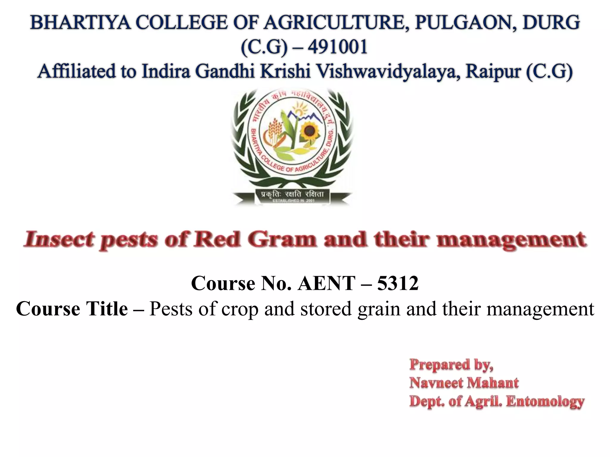 Insect pest of red gram | PPTX