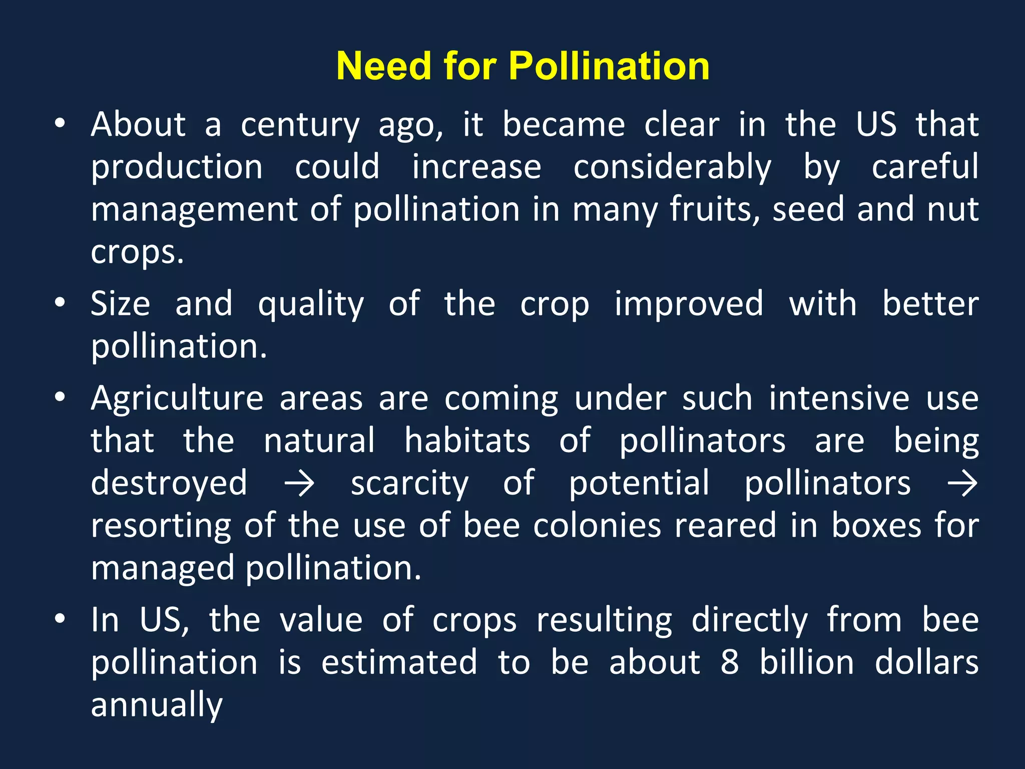 Insect pollinators, their management and role in crop production | PPT