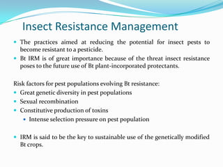 Insect resistance & future of bt transgenic crops | PPTX