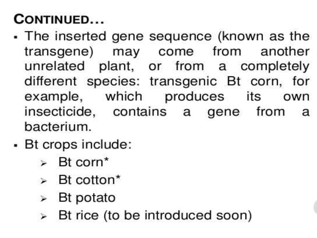 Insect resistance transgenic plants | PPTX | Agriculture | Industries