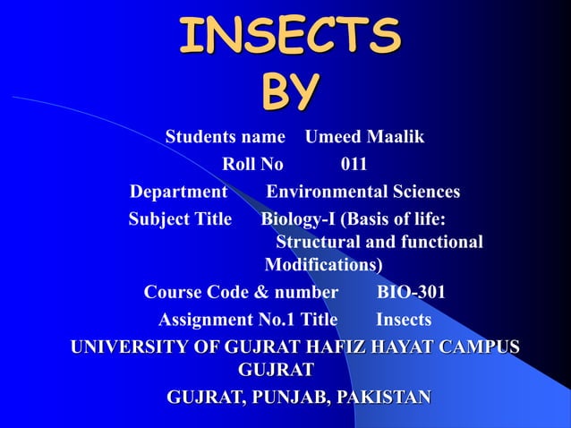 Insects study (Entomology) | PPT | Free Download
