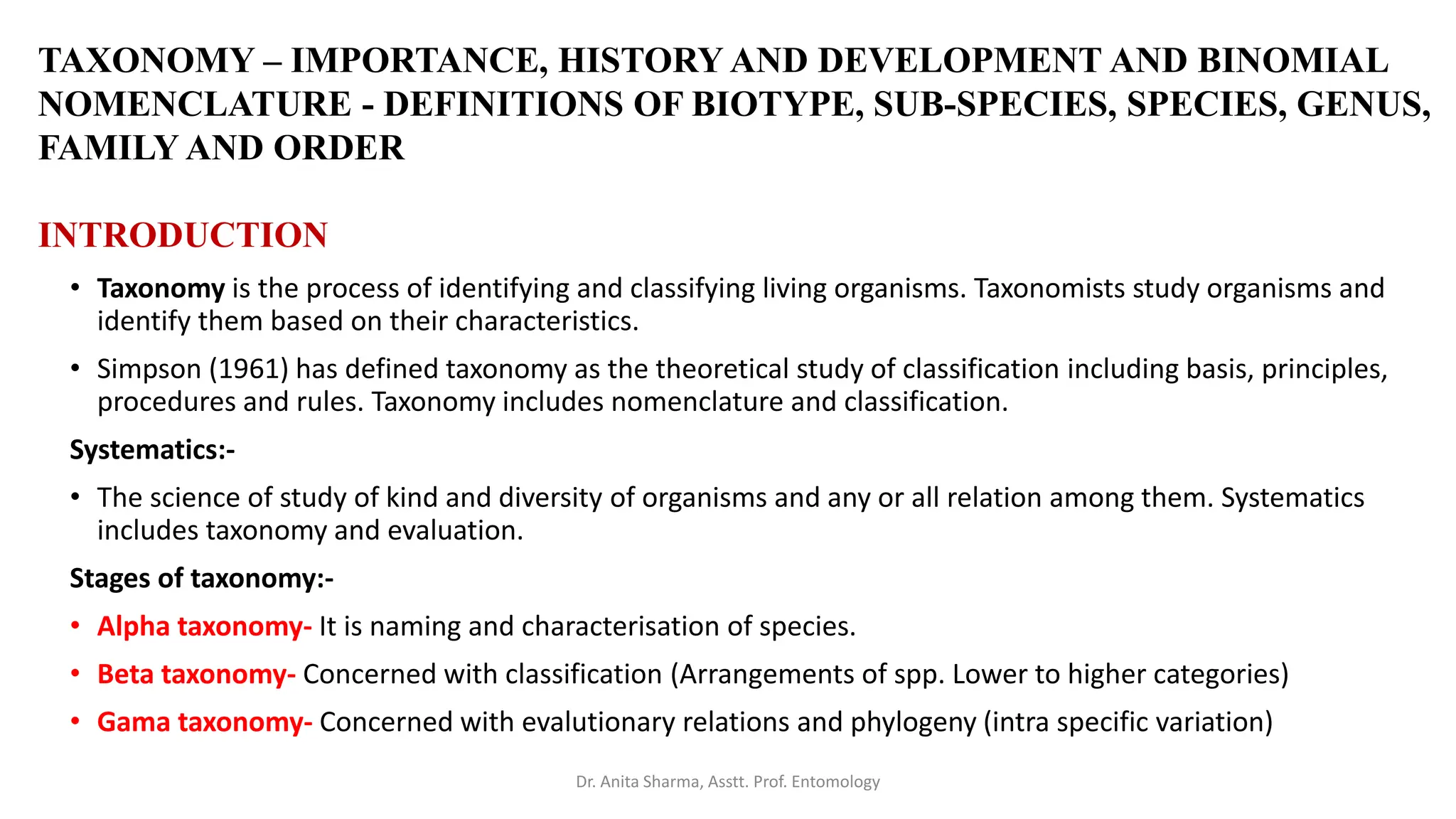insect taxonomy presentation for B.Sc. agriculture | PPTX