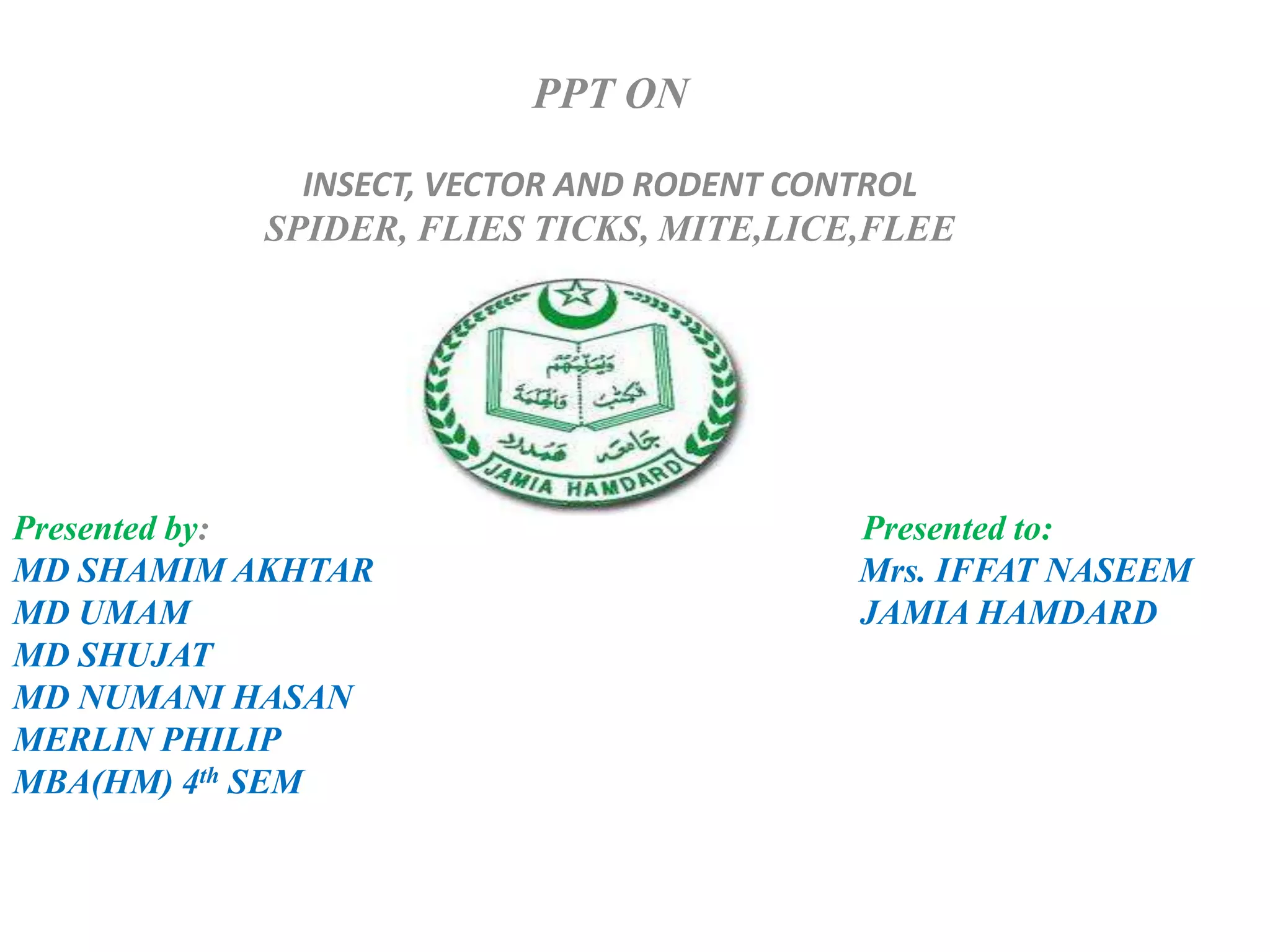 Insect, vector and rodent control | PPTX