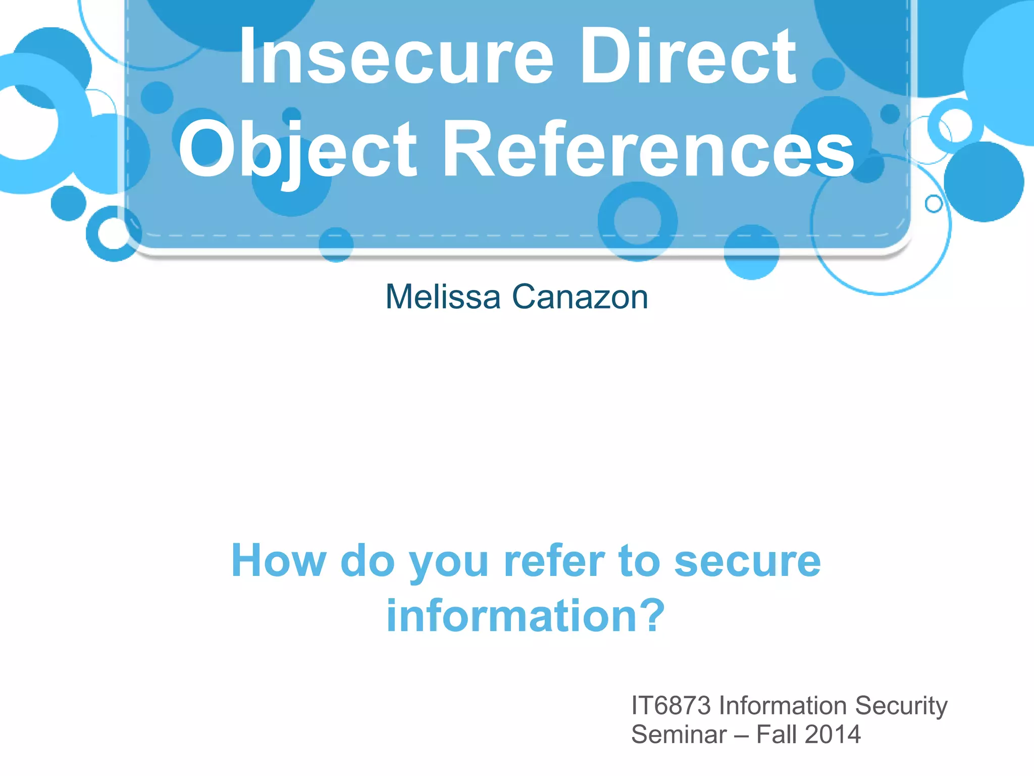InsecureDirectObjectReferences | PPT