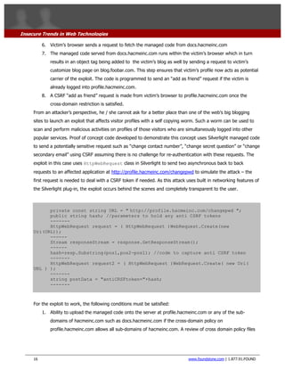Insecure trends in web technologies 2009 | PDF | Social Networking | Internet