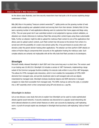 Insecure trends in web technologies 2009 | PDF | Social Networking | Internet
