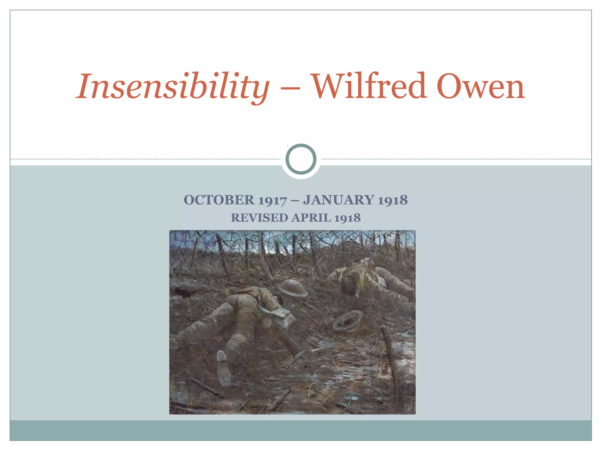Insensibility – Wilfred Owen | PPT