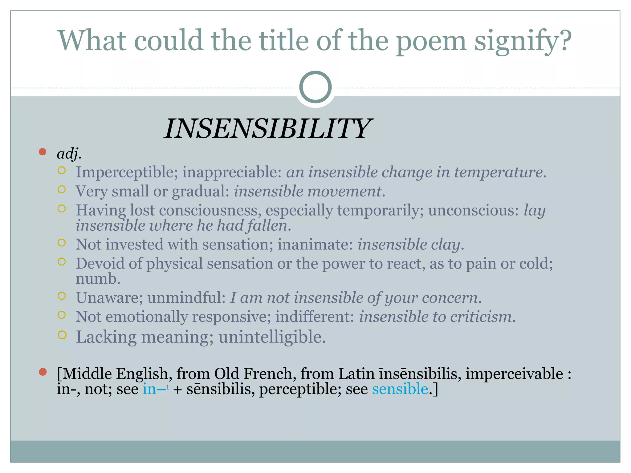 Insensibility – Wilfred Owen | PPT