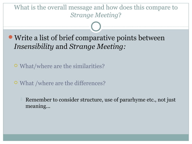 Insensibility – Wilfred Owen | PPT | Poetry | Books and Literature