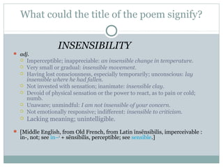 Insensibility – Wilfred Owen | PPT