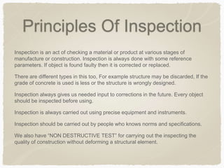 Insepction and quality control | PPTX | Construction Industry | Industries