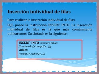 Inserción de datos y selección de datos | PPT