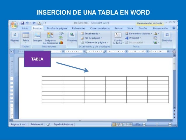 Insercion de una tabla en word