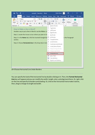 Insert a line in word | DOCX