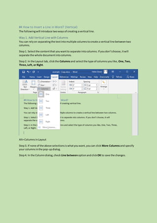 Insert a line in word | DOCX