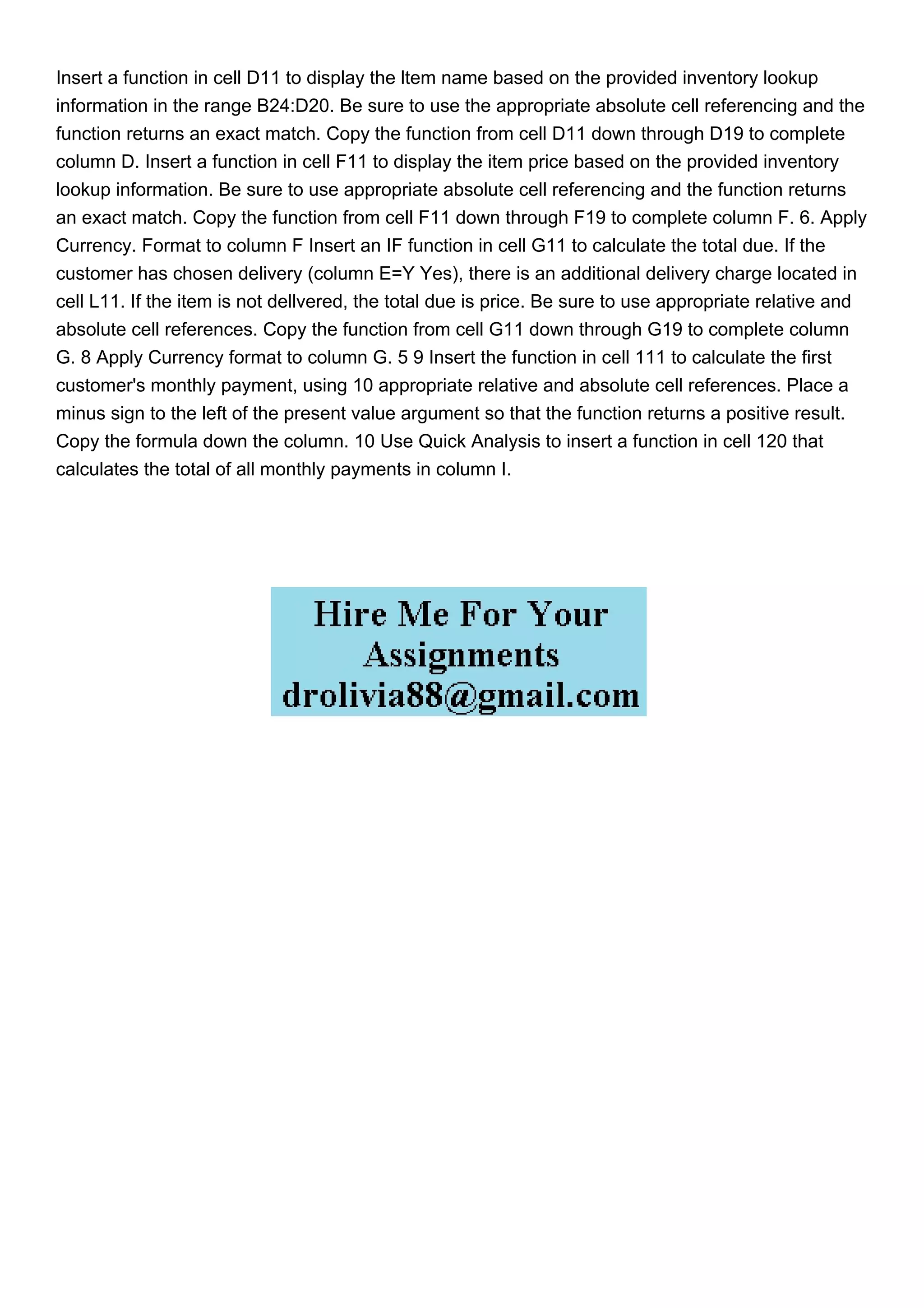 Insert a function in cell D11 to display the ltem name based.pdf | Business Accounting & Finance ...