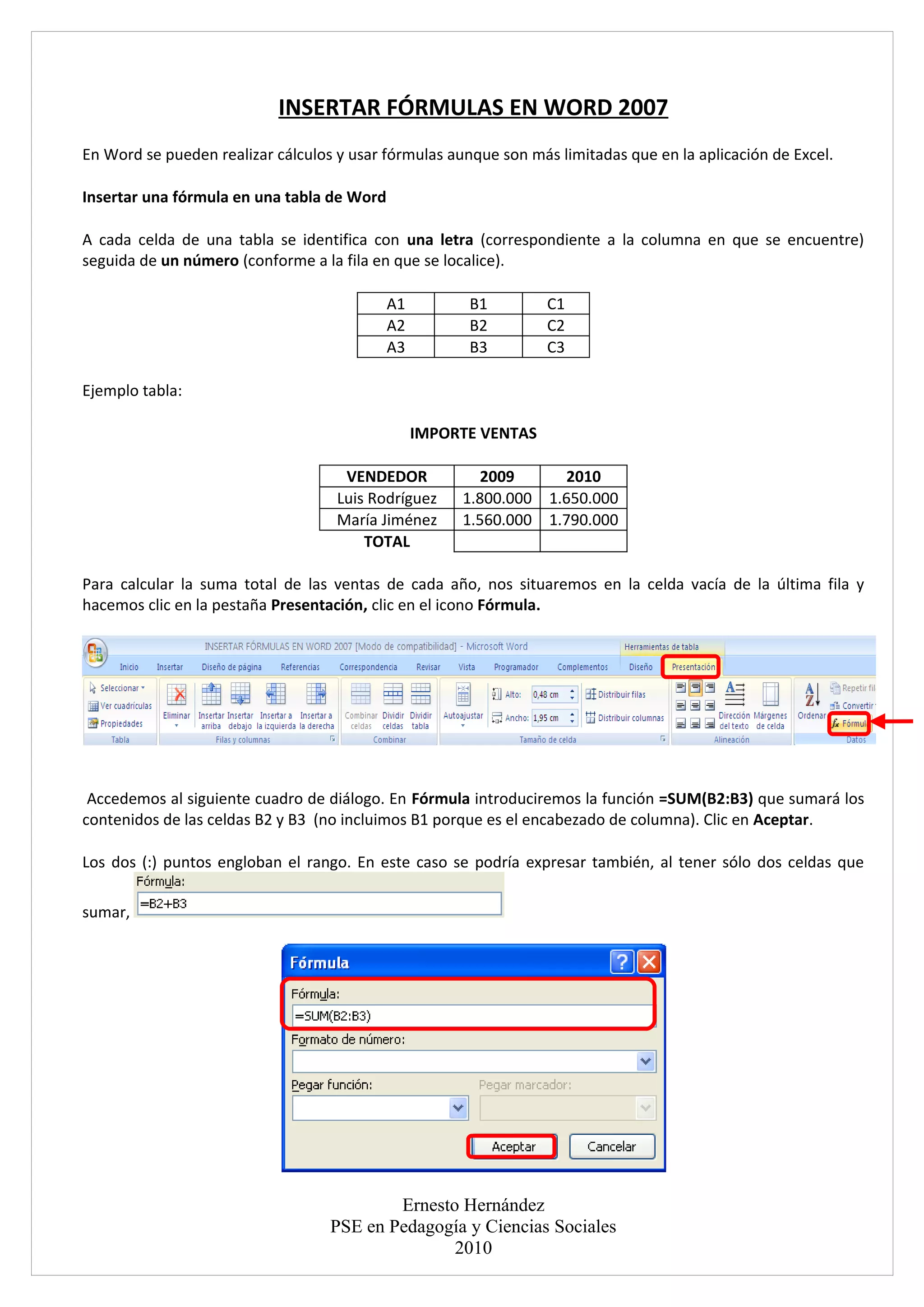 Insertar fórmulas en word | PDF