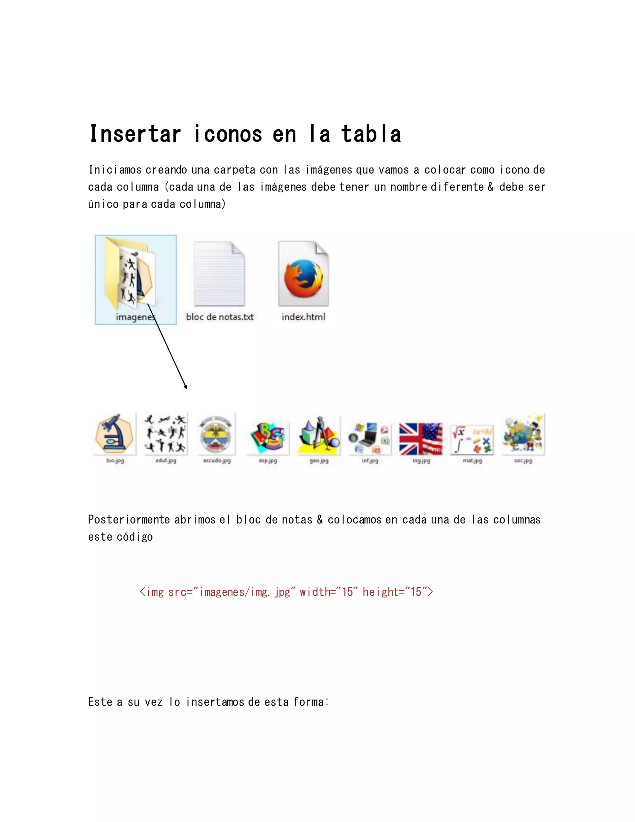 Insertar iconos en la tabla | DOCX
