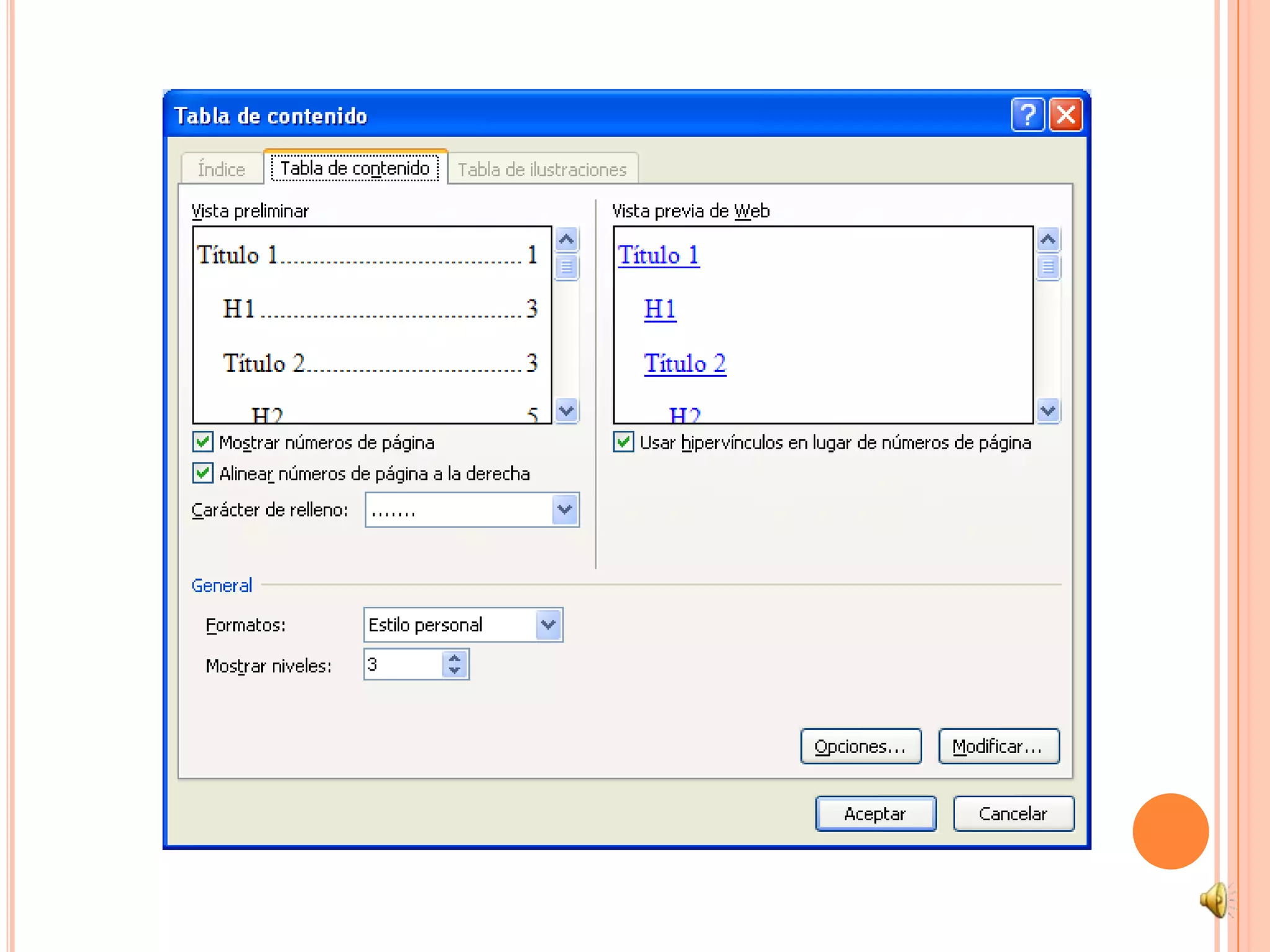 Insertar Tabla De Contenido En Ms Word 2007 | PPTX