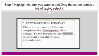 Inserting and editing text | PPTX