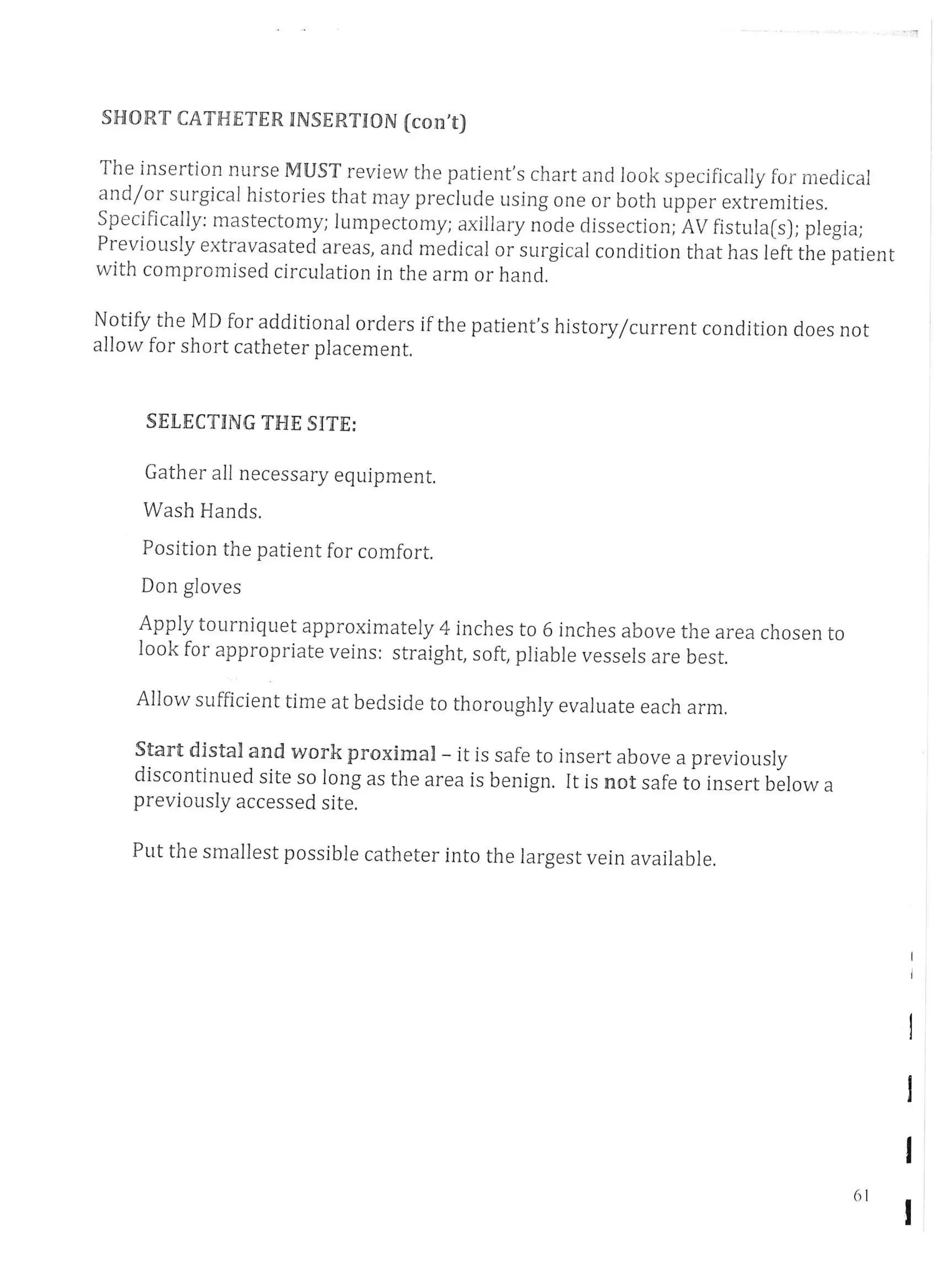 Inserting a short peripheral IV catheter paper | PDF