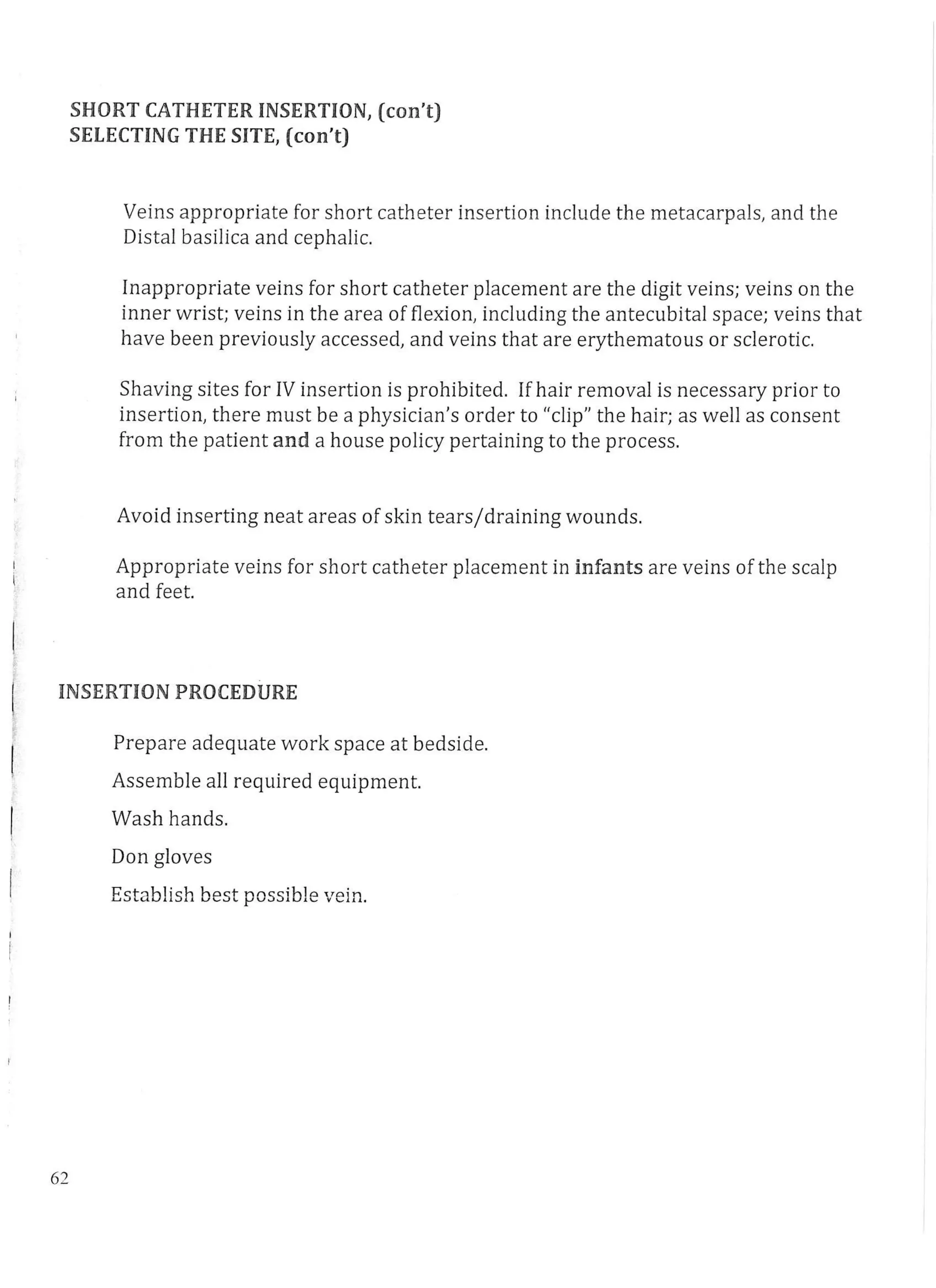 Inserting a short peripheral IV catheter paper | PDF