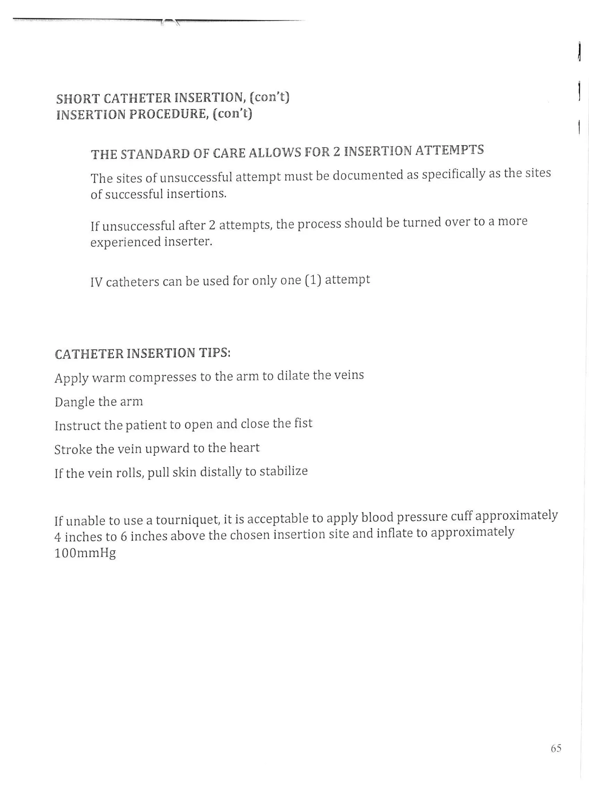 Inserting a short peripheral IV catheter paper | PDF