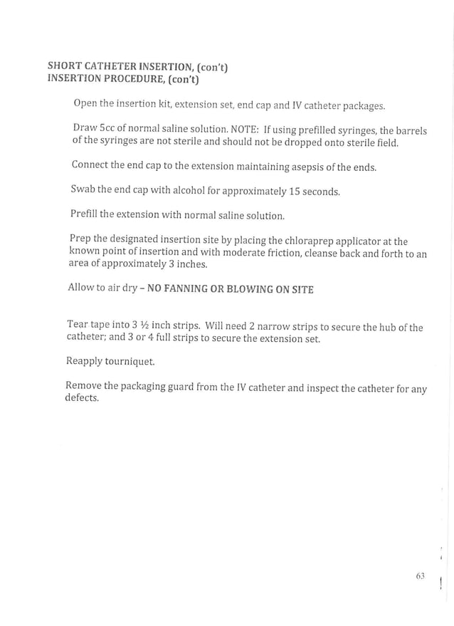 Inserting a short peripheral IV catheter paper | PDF