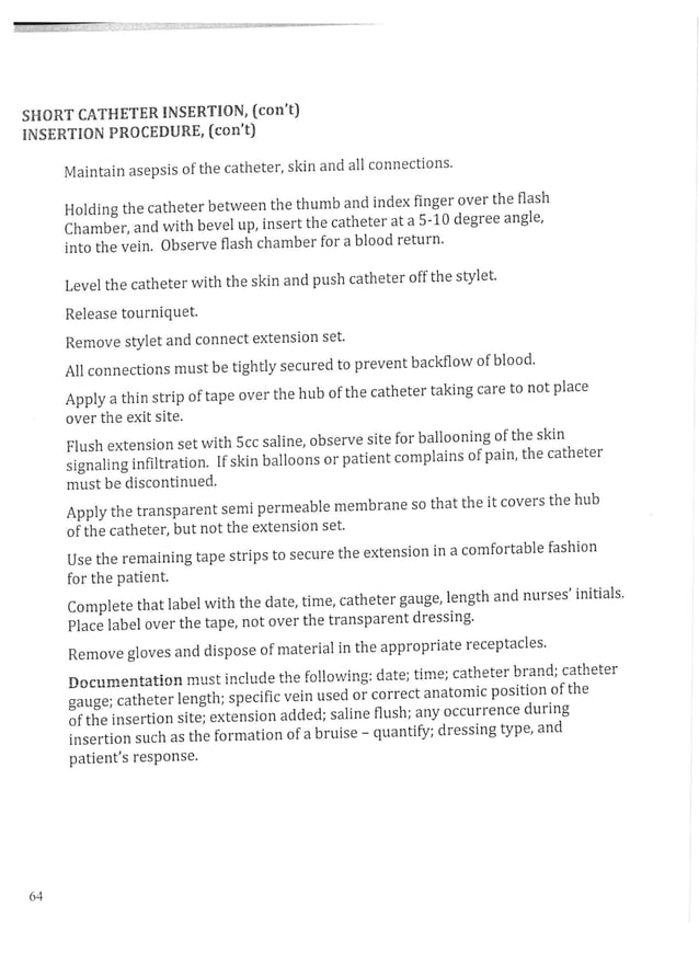 Inserting a short peripheral IV catheter paper | PDF
