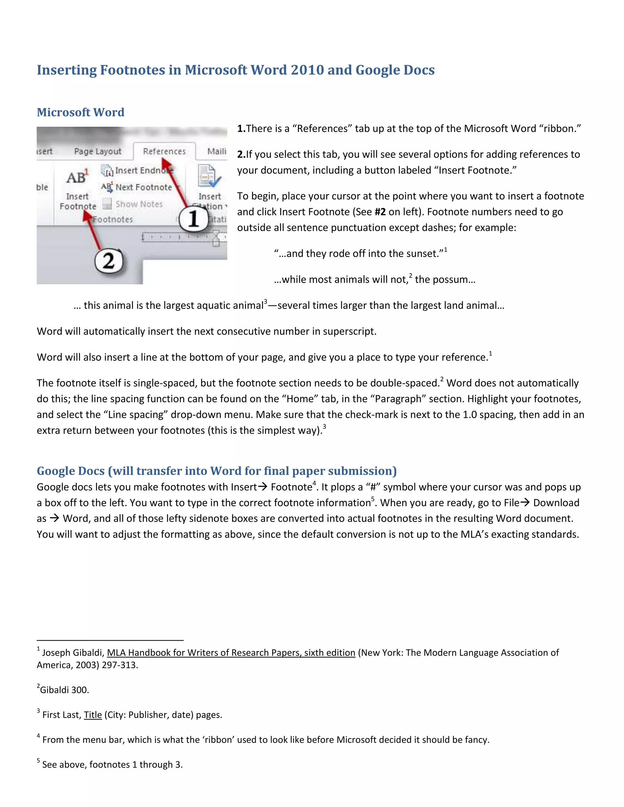 Inserting footnotes in Word and Google Docs | PDF