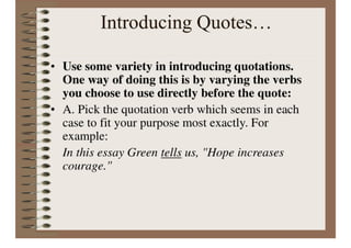 Inserting Quotes Into Essays | PPT