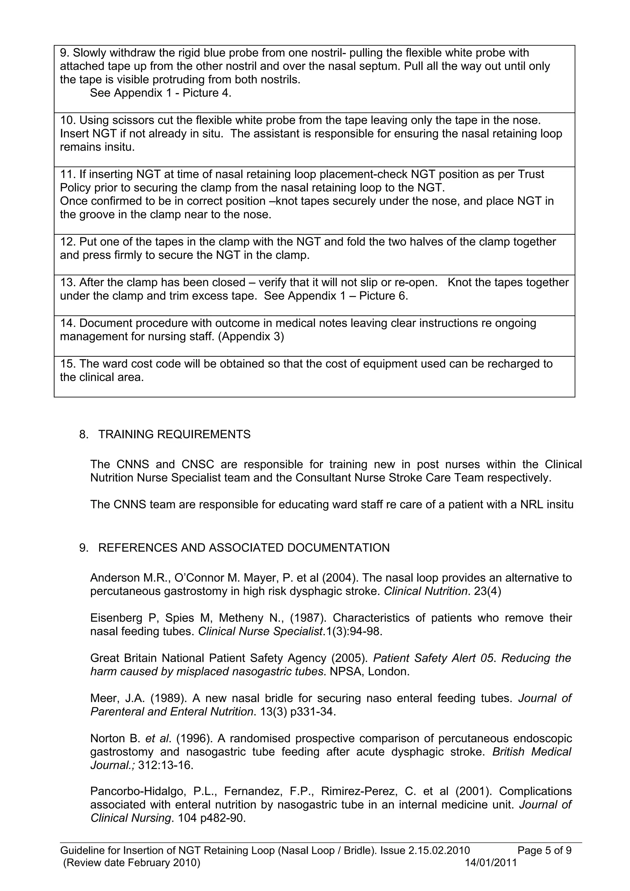 Insertion of ngt retaining device nasal loop bridle | DOC