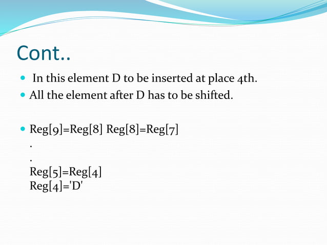 Insertion operation in array(ds) | PPTX | Programming Languages | Computing Insertion operation in array(ds) | PPTX | Programming Languages | Computing