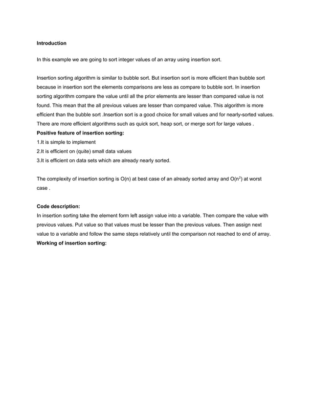 Insertion sort | DOC