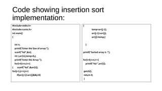 Insertion sort | PPT | Programming Languages | Computing