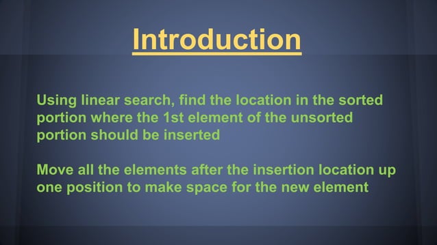 Insertion sort | PPTX | Programming Languages | Computing