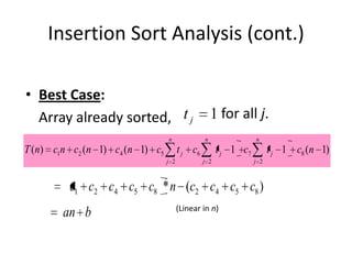 Insertion sort analysis | PPTX | Programming Languages | Computing