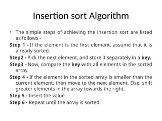 Insertion sort & Linear Search presentation | PPTX