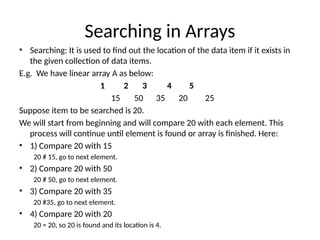 Insertion sort & Linear Search presentation | PPTX