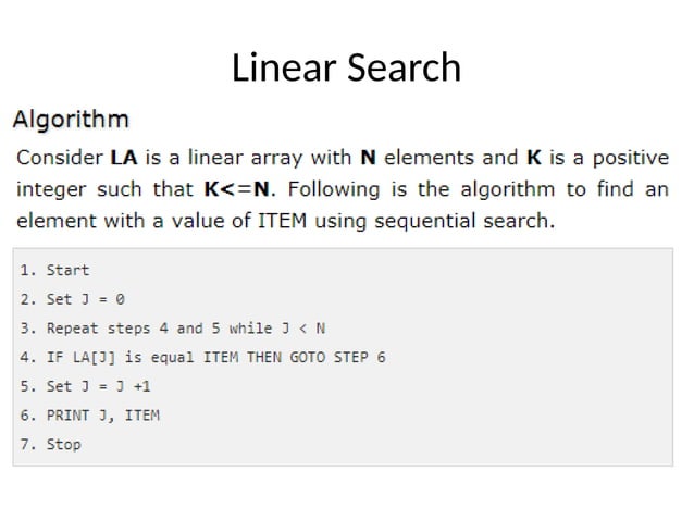 Insertion sort & Linear Search presentation | PPT