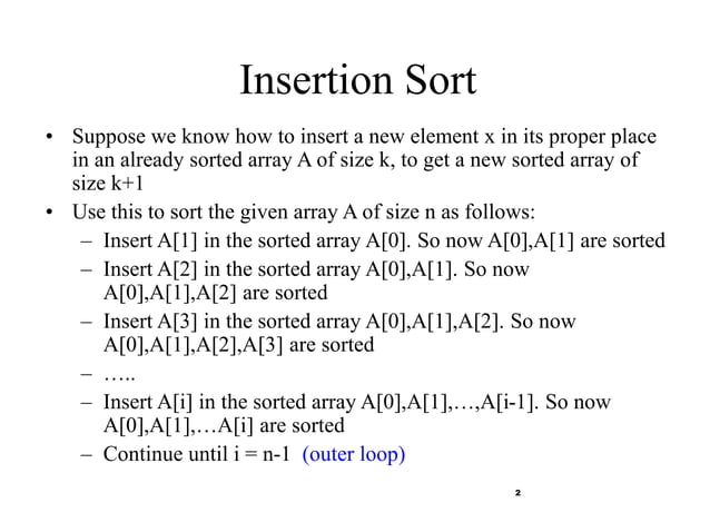 Insert Sort And Merge Sort Using C Programming Ppt