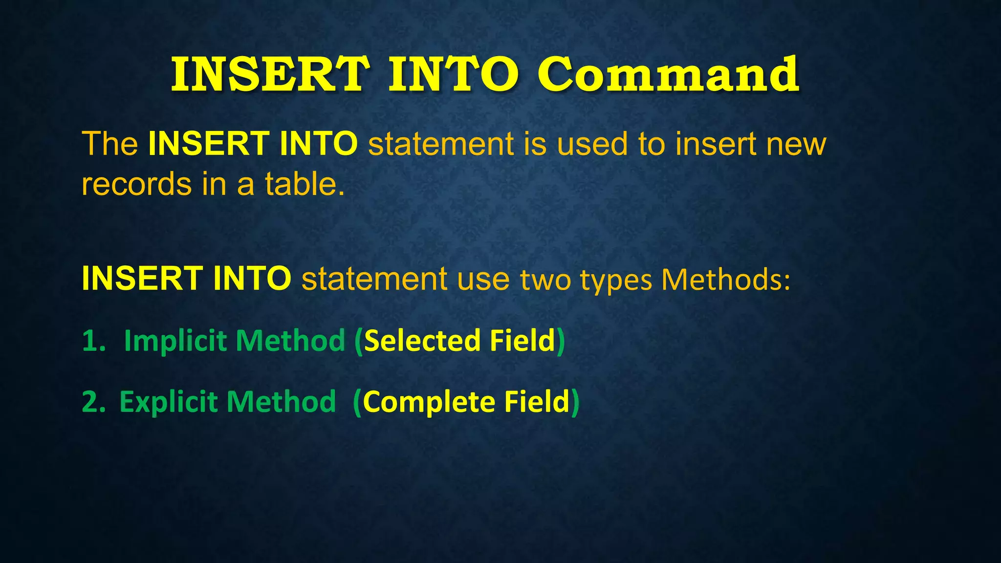 Insert Statement | PPTX