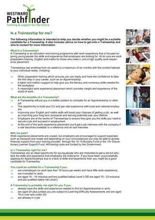 Inserts traineeships indiv | PDF