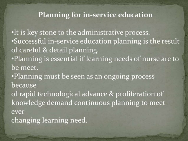 In service education | PPT
