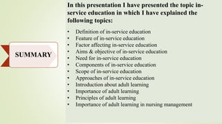 in service education.pptxNature & scope of in-service education program ...