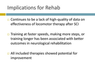 Locomotor Training for Incomplete SCI | PPT