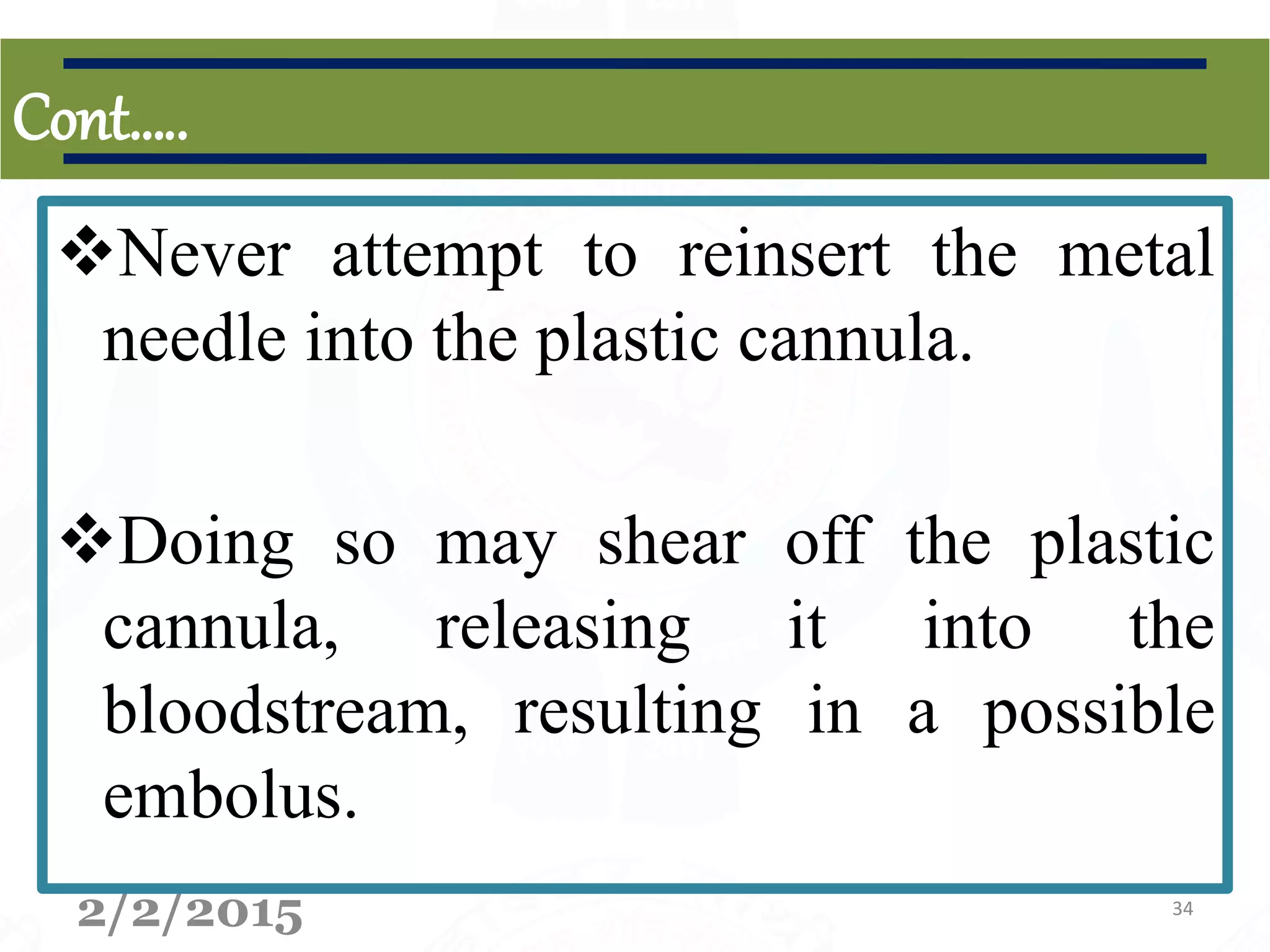 Intravenous canulation, its complication and nursing management | PPSX