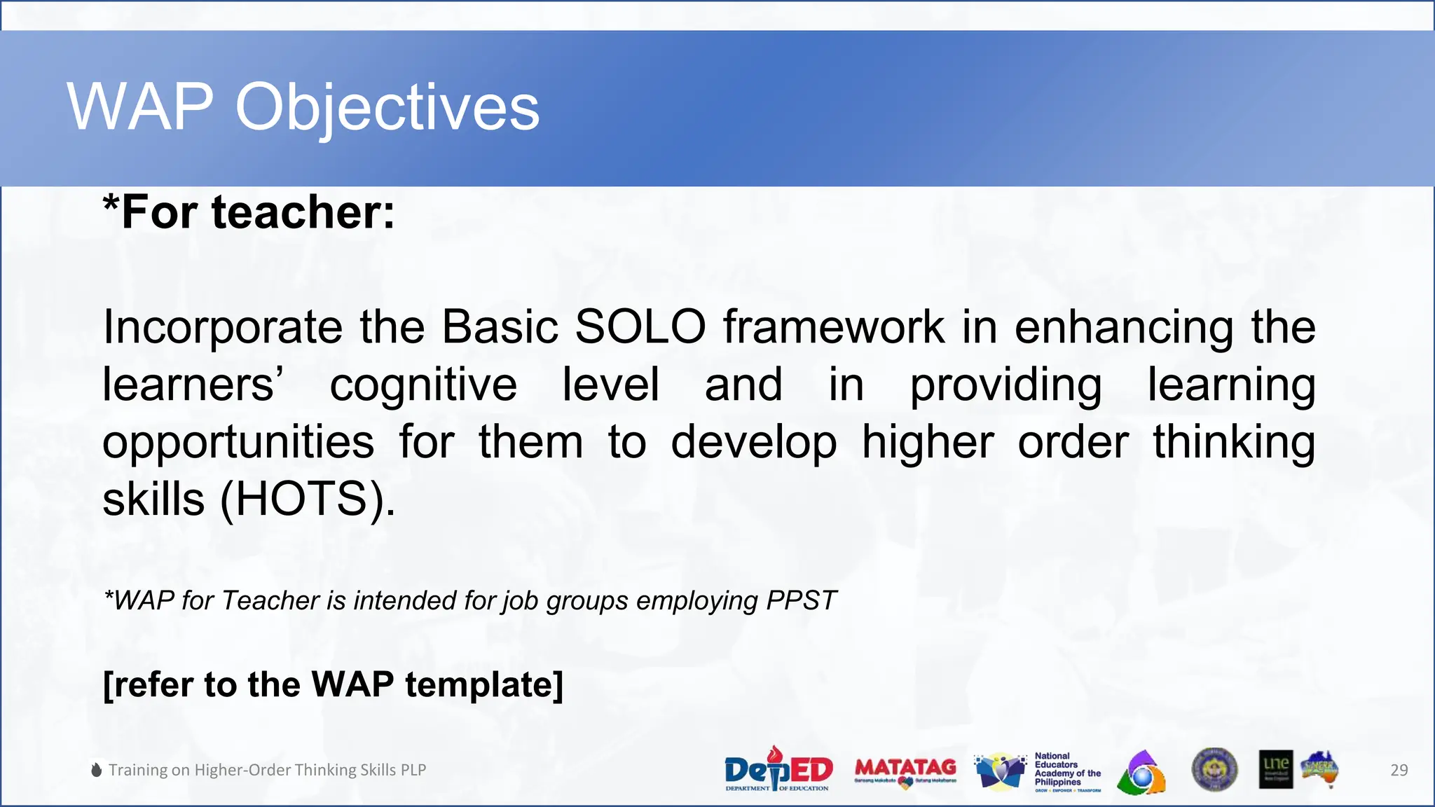 Training on higher- order thinking skills professional learning ...