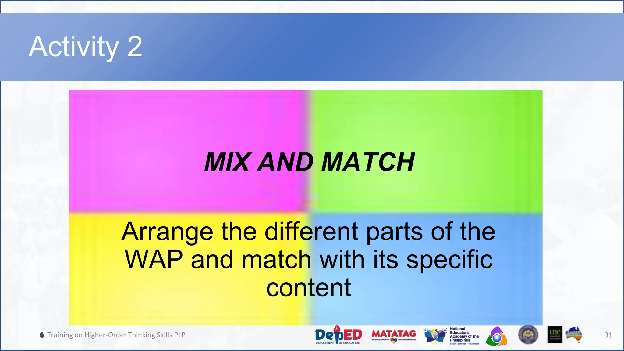 Training on higher- order thinking skills professional learning packagesINSET-S5-WAP.pptx